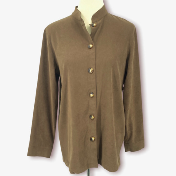 Orvis | Jackets & Coats | Orvis Shacket Brown Button Front Long Sleeve ...